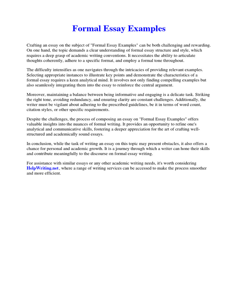 Formal Essay Examples | PDF