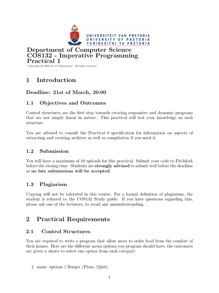 Practical1 Specification | PDF | Computing
