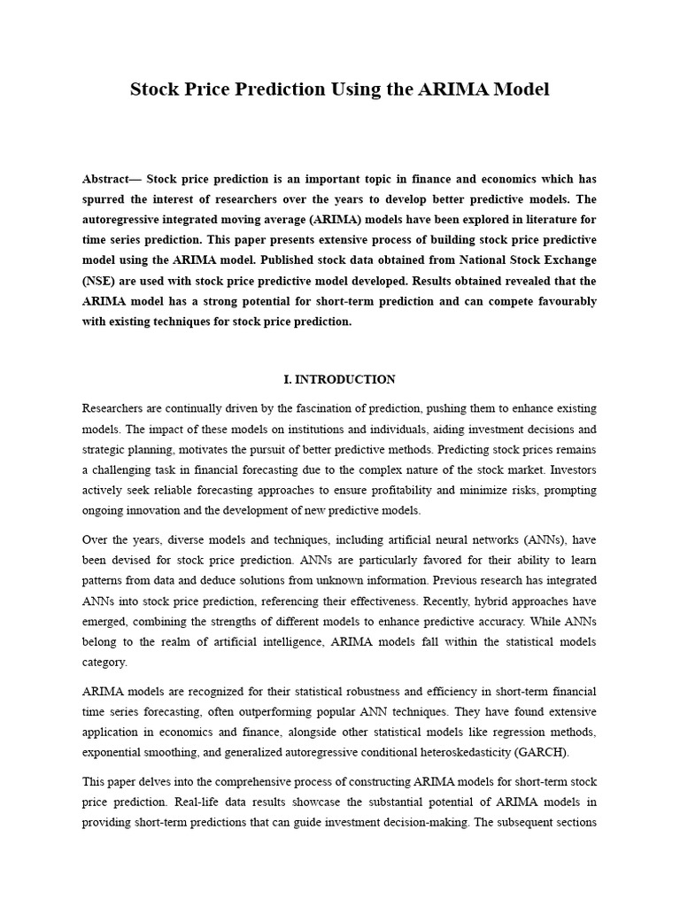 Stock Price Prediction Using The ARIMA Model | PDF | Autoregressive ... Stock Price Prediction Using The ARIMA Model | PDF | Autoregressive ...