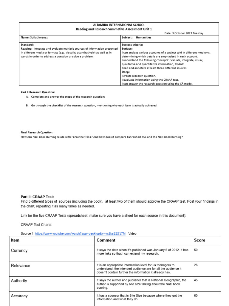 Sofia Jimenez Gutierrez - Reading Summative Assessment Research ...