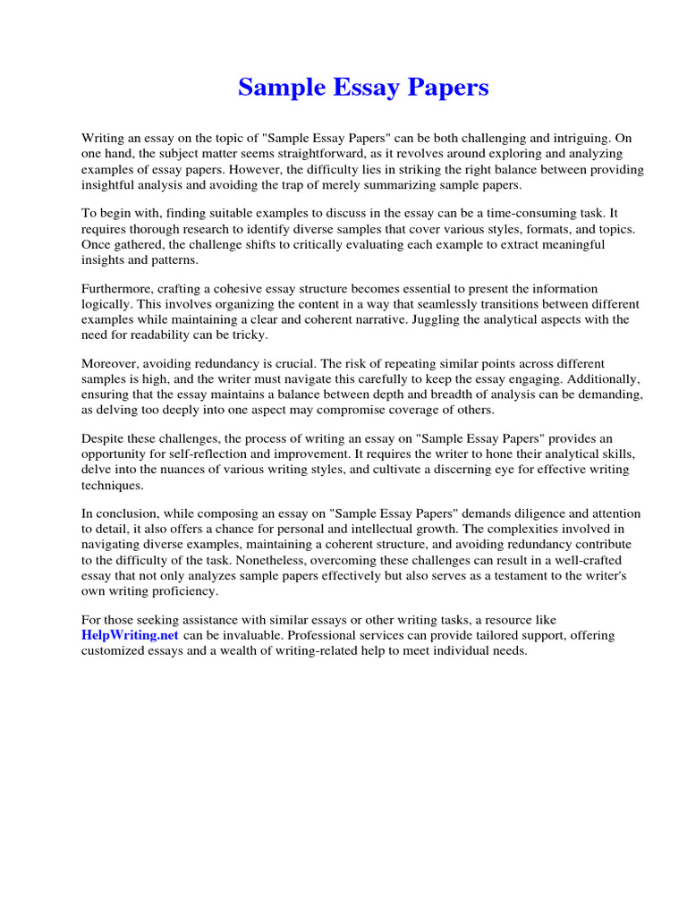 Sample Essay Papers | PDF | One State Solution | Essays