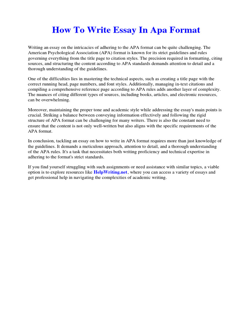 How To Write Essay in Apa Format | PDF | Blood Type | Apa Style