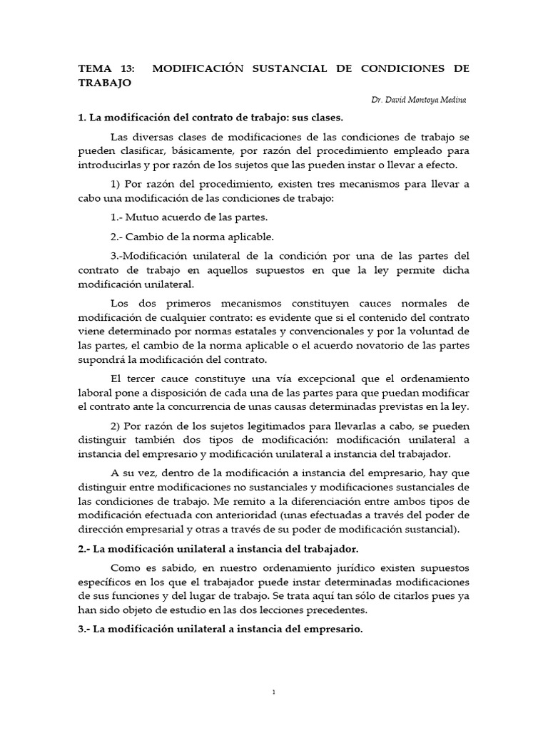 Modificación Sustancial de Condiciones Laborales | PDF | Sentencia (ley ...