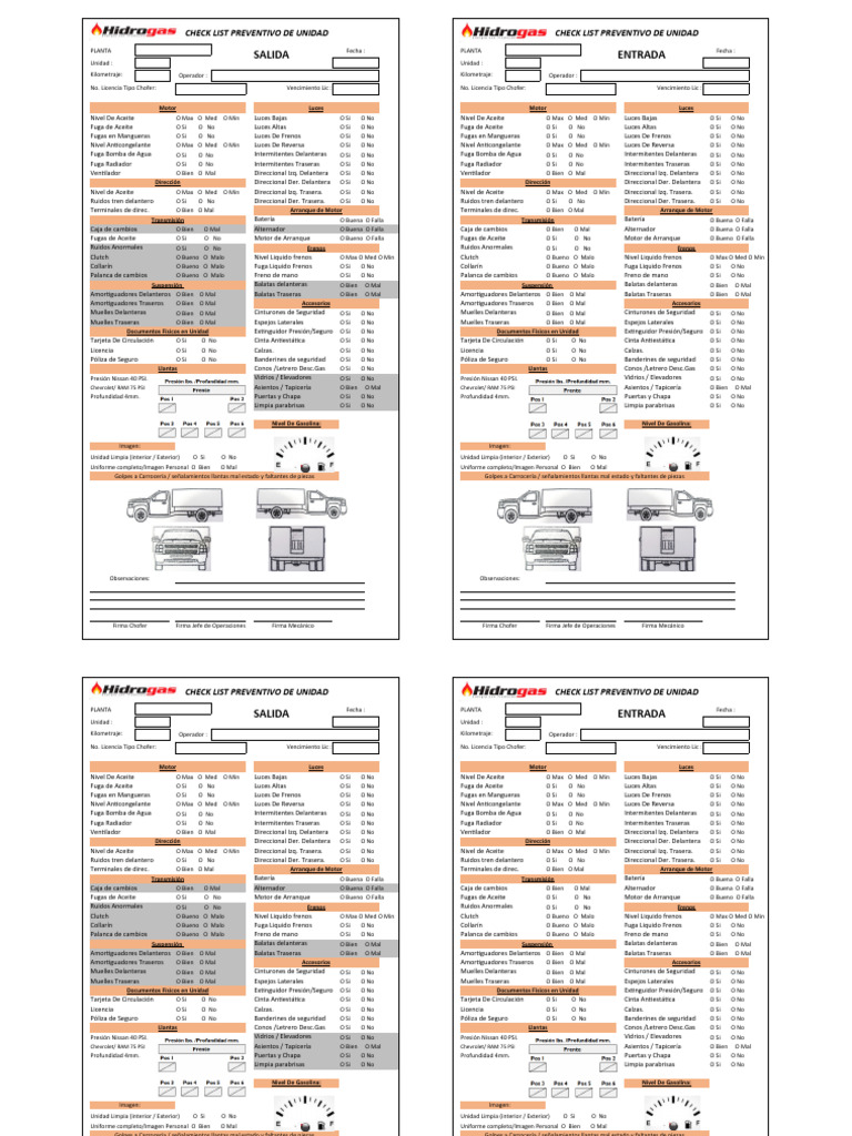 Check List Preventivo Unidades v2.0 | PDF | Transporte | Bienes ...