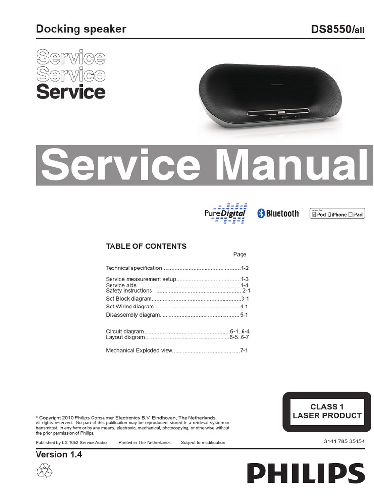Philips ds8550 Ver.1.4 Docking Speaker | PDF | I Pod | Loudspeaker
