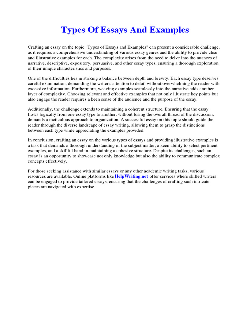 Types of Essays and Examples | PDF | Essays | Globalization