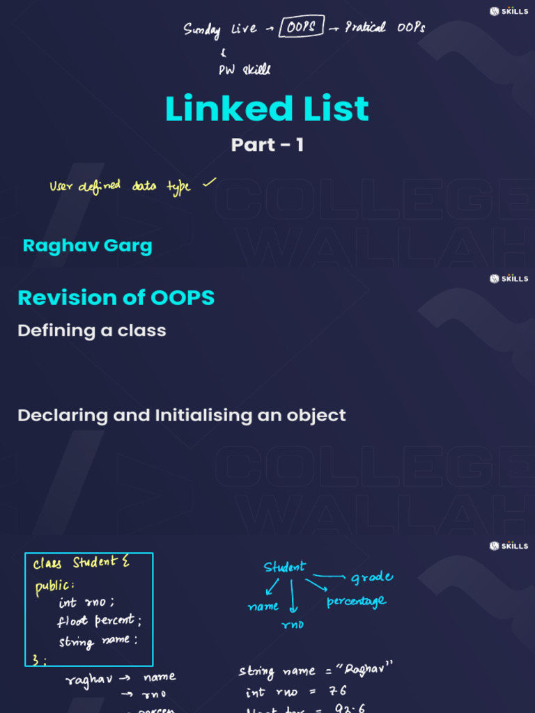 Linked List 01 - Class Notes - (DECODE DSA With C++ 2.0) | PDF ...