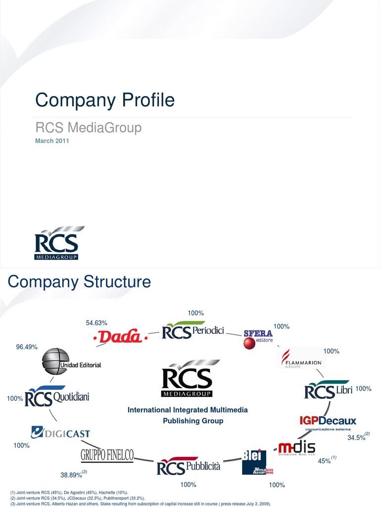 Company Profile: Rcs Mediagroup | PDF | Newspapers | Financial Statement