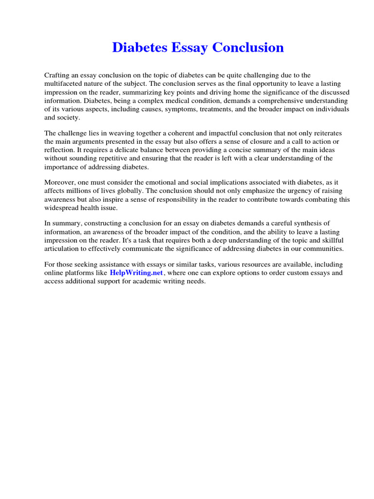 Diabetes Essay Conclusion | PDF