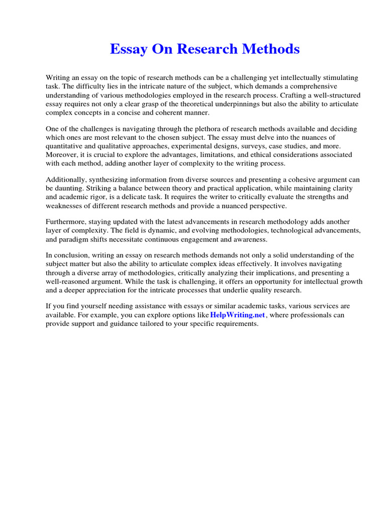 Research Methods Essay Guide | PDF | Methodology | Stormwater