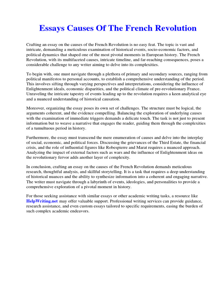 Essays Causes of The French Revolution | Download Free PDF | Vertebral ...