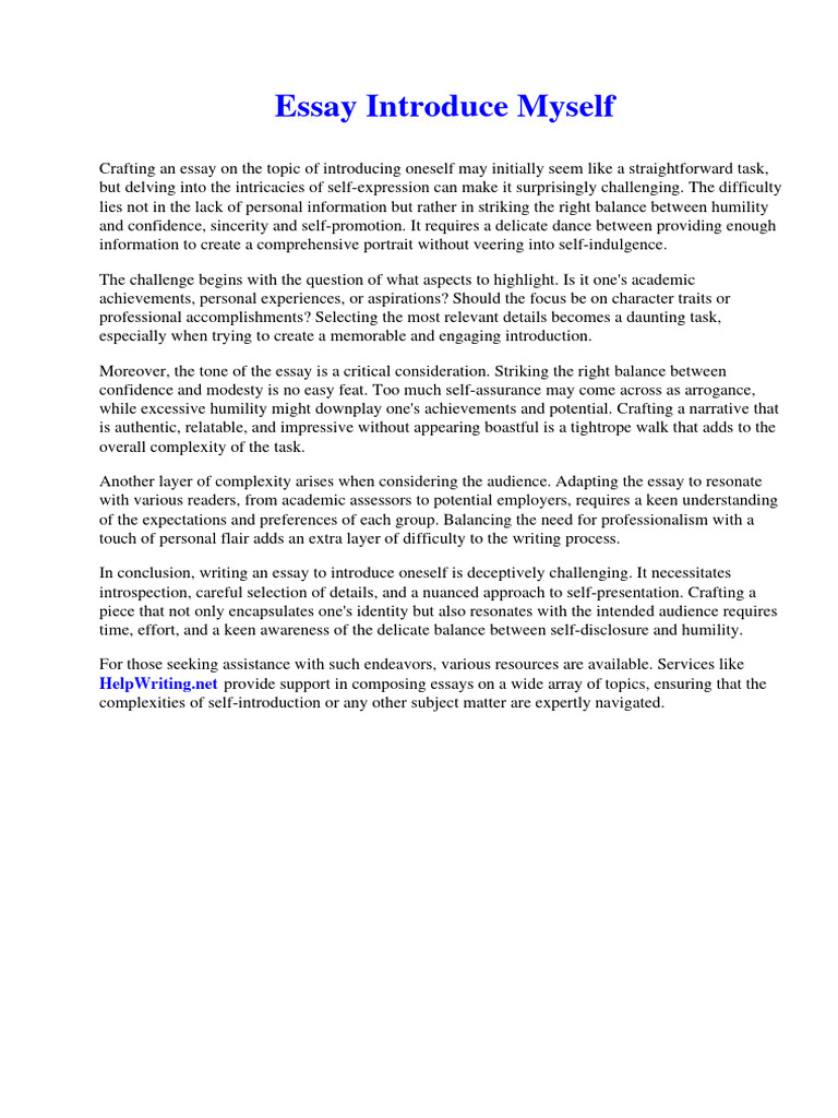 Essay Introduce Myself | PDF