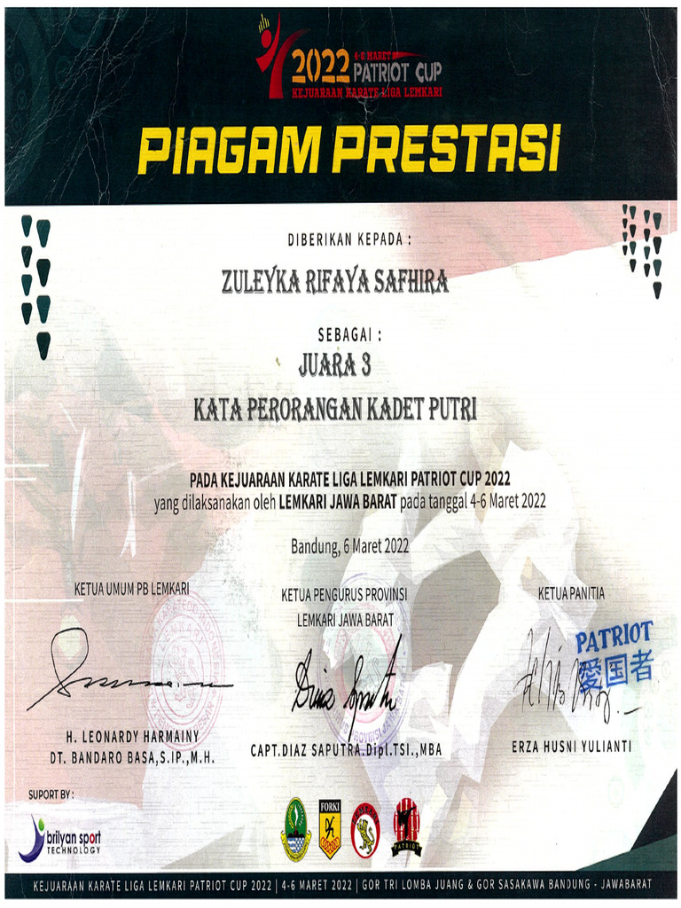 Piagam Prestasi | PDF