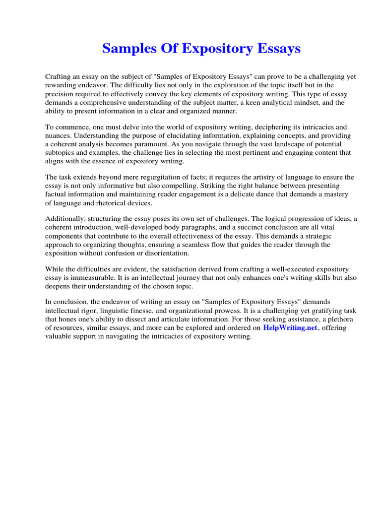 Samples of Expository Essays | PDF