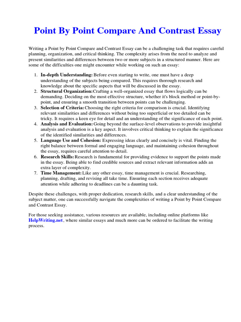 Point by Point Compare and Contrast Essay | PDF | Critical Thinking ...