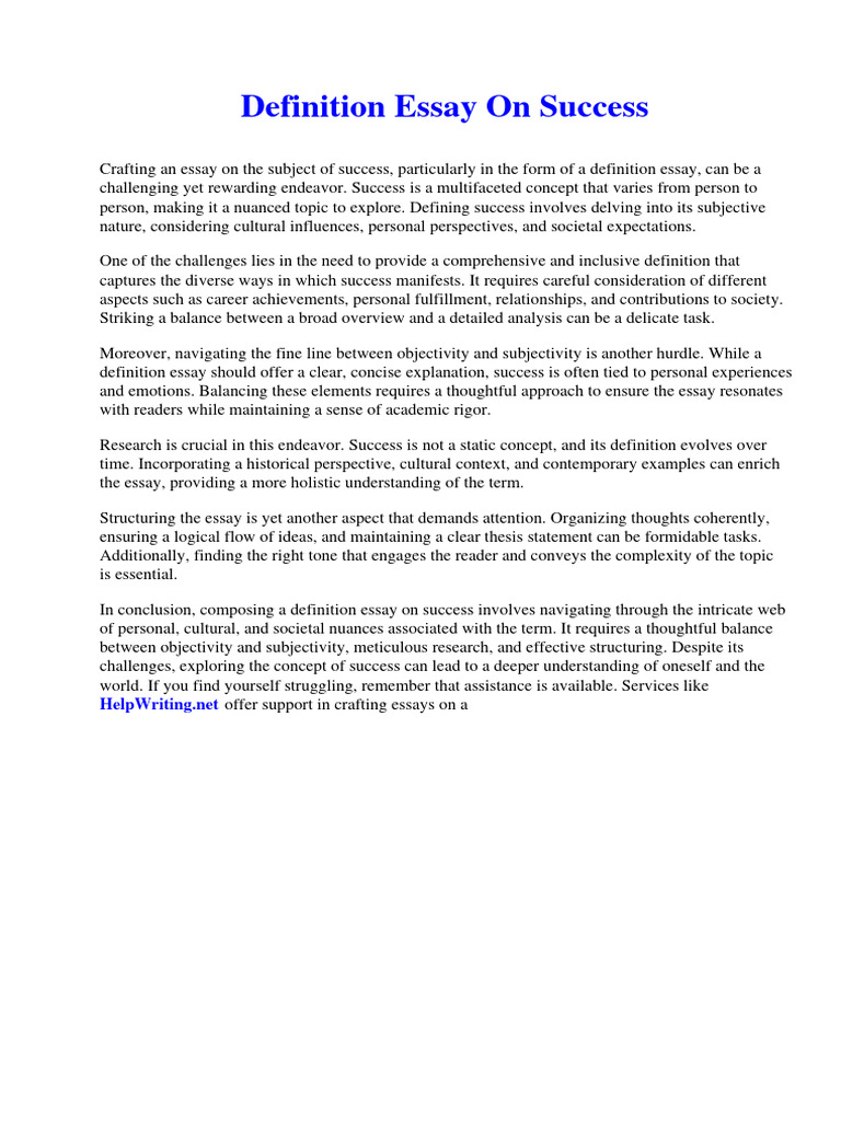 Definition Essay On Success | PDF | Mc Donald's | Essays