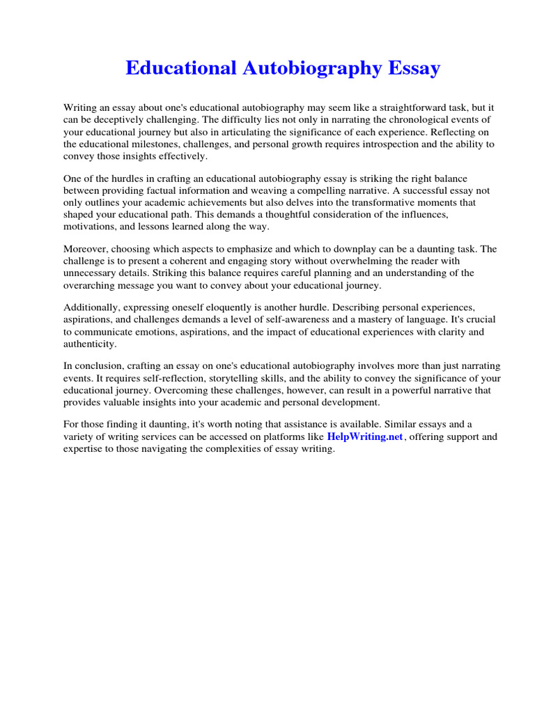 Crafting Educational Autobiography | PDF | Narrative | The Metamorphosis