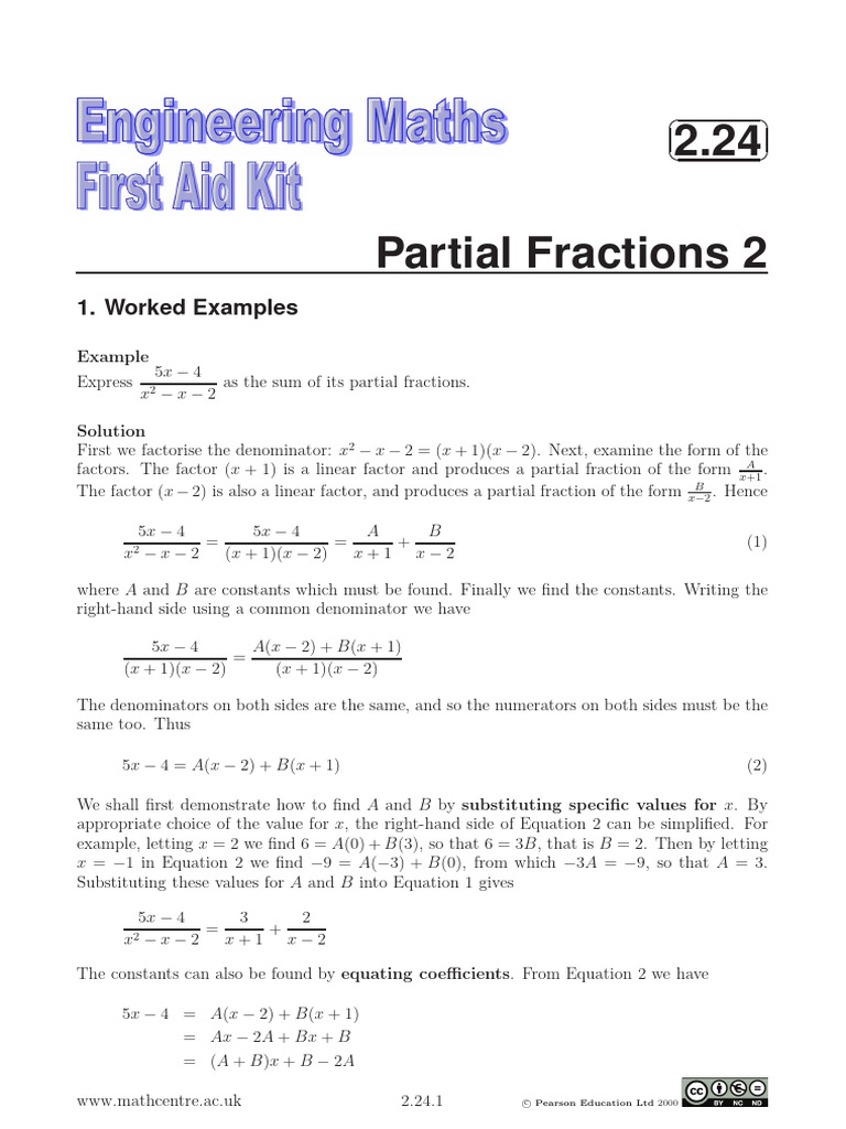 Partial Fractions 2 | PDF | Equations | Algebra