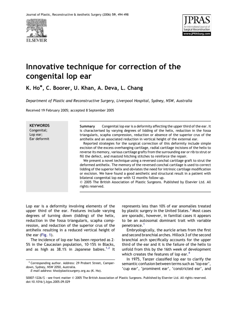 Innovative Lop Ear Correction Technique | PDF | Plastic Surgery | Ear
