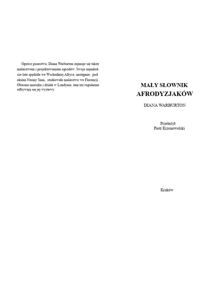 Warburton Diana-Maly Slownik Afrodyzjakow-JESTemNAJlepszymTRACKerEM | PDF