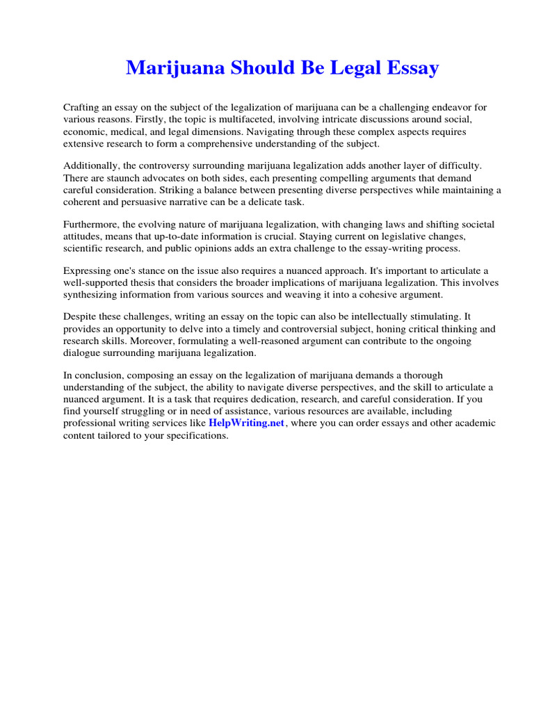 Marijuana Should Be Legal Essay | PDF
