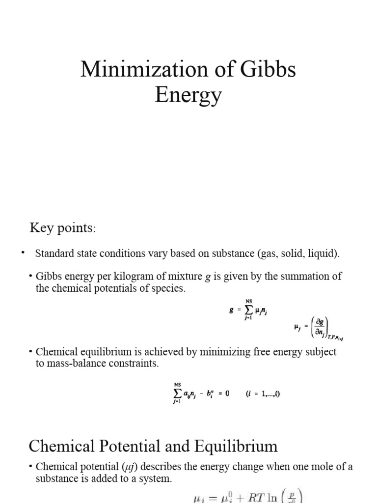 Minimization of gibbs energy | PDF | Chemical Equilibrium ...