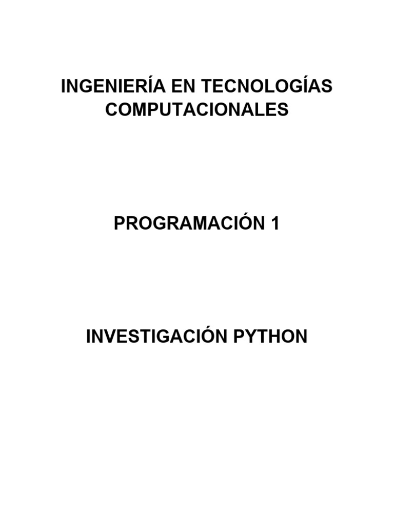 Investigación Python | PDF | Python (lenguaje de programación) | Lenguaje de programación