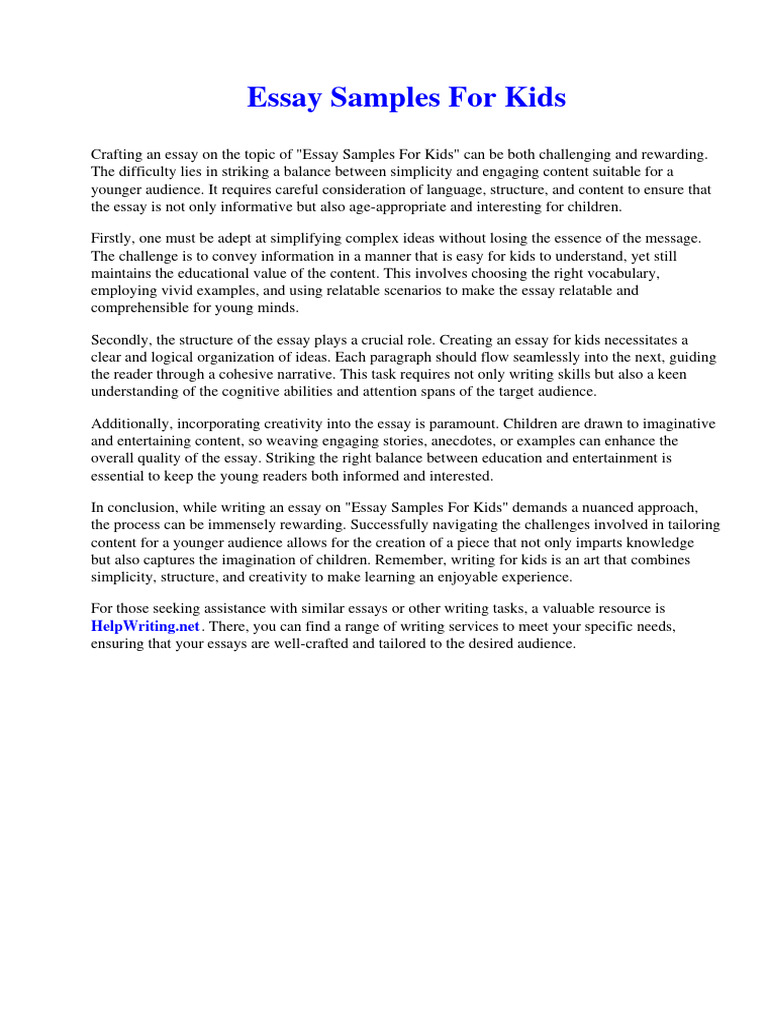 Essay Samples For Kids | PDF | Psychoactive Drugs | Drugs