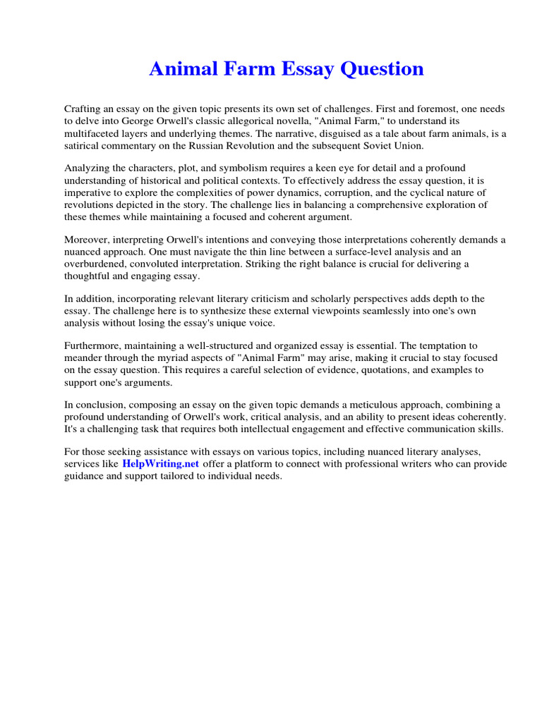 Animal Farm Essay Question | PDF | Lidar | Essays