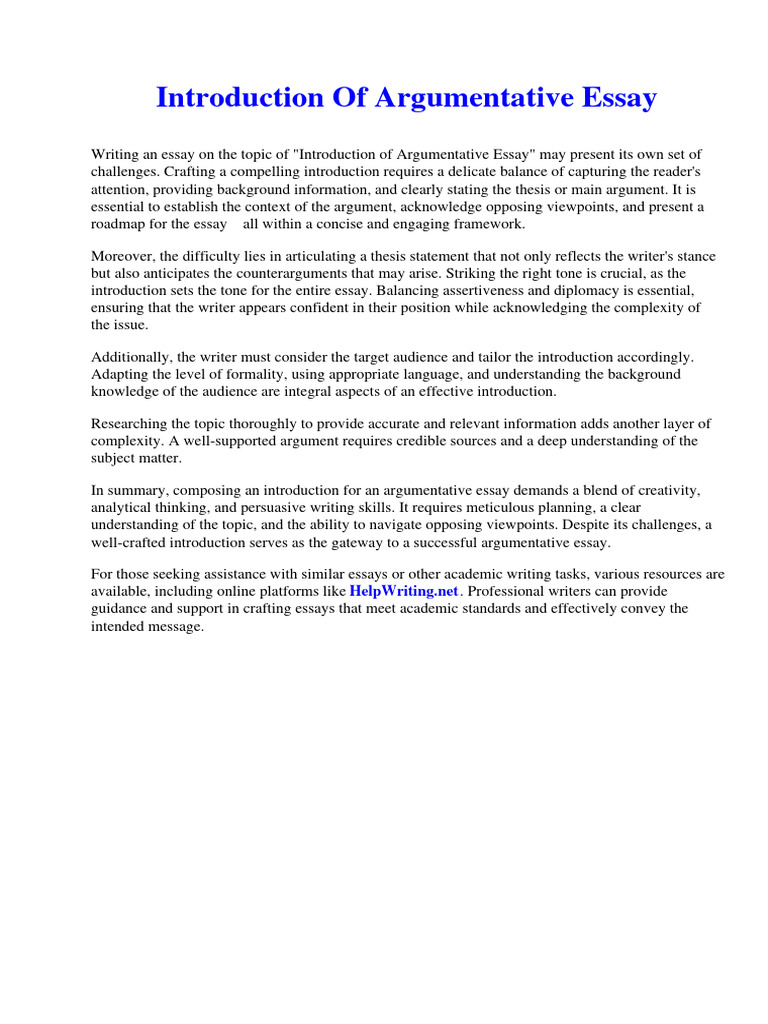 Introduction of Argumentative Essay | PDF | Honey Bee | Essays