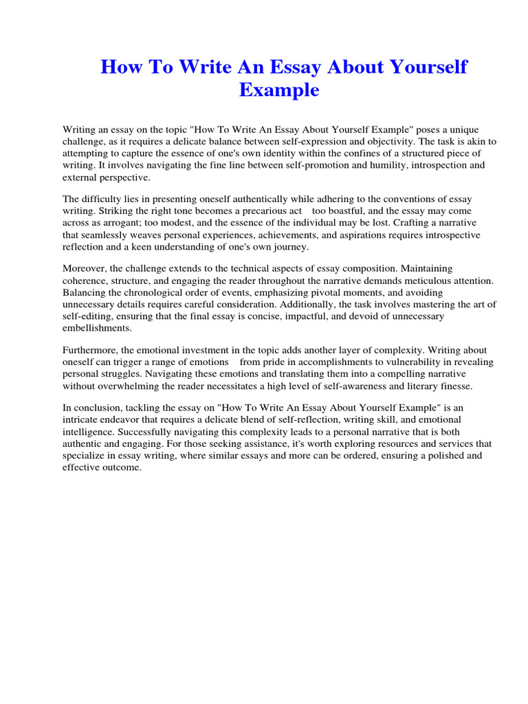 How To Write An Essay About Yourself Example | PDF | Menstruation