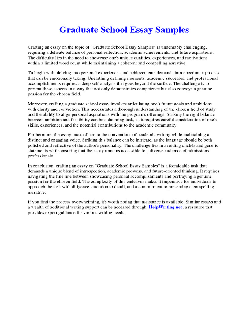 Graduate School Essay Samples | PDF | Hair Loss | Childhood Obesity