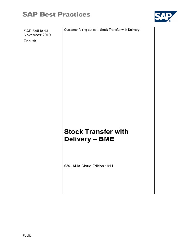 S4H - 506 Intracompany Stock Transfer With Delivery Setup (BME) | PDF | Icon (Computing ...
