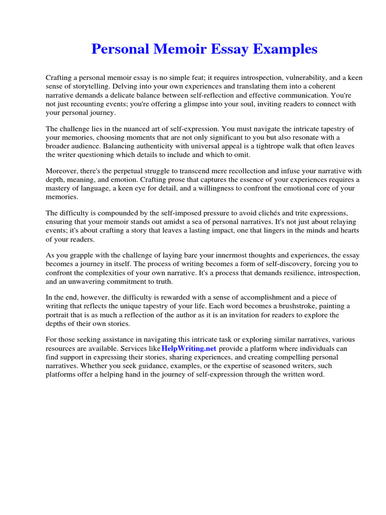 Personal Memoir Essay Examples | Download Free PDF | Nelson Mandela ...