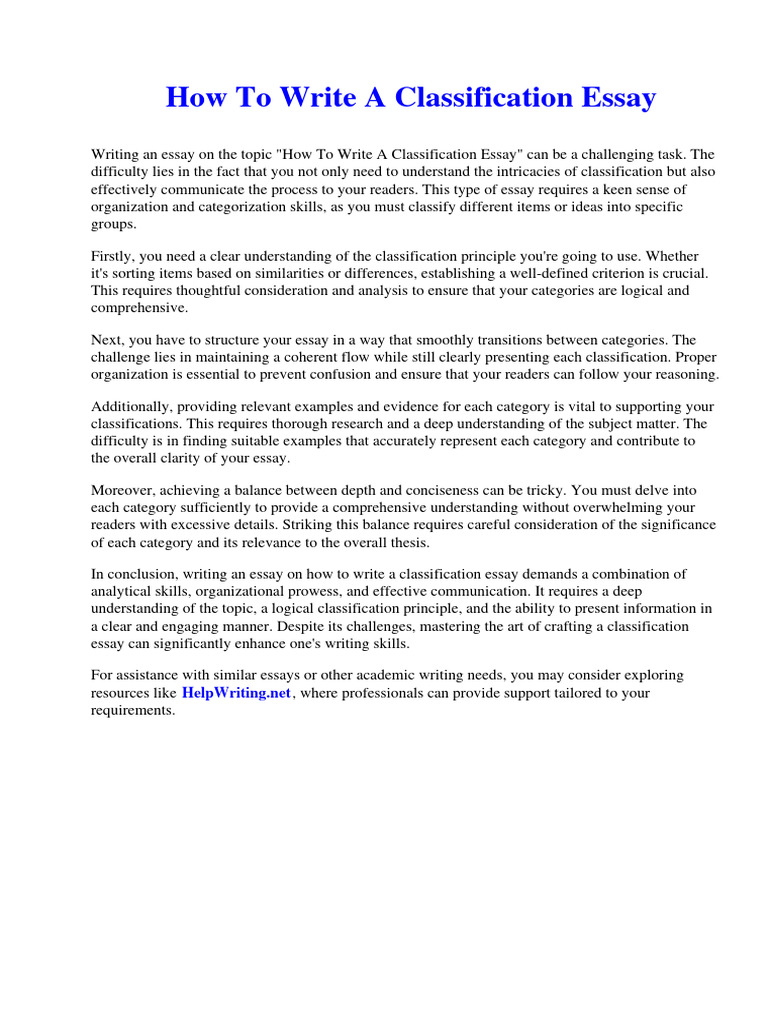 How To Write A Classification Essay | PDF | Essays | Cuba