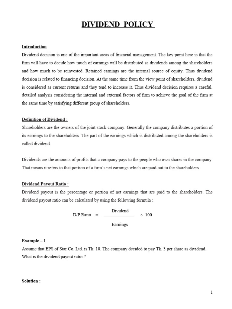 Dividend Policy | PDF | Dividend | Stocks