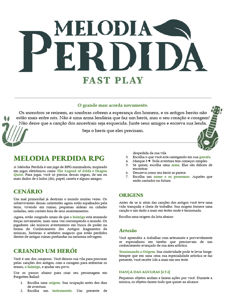 Fastplay Melodia Perdida RPG | PDF