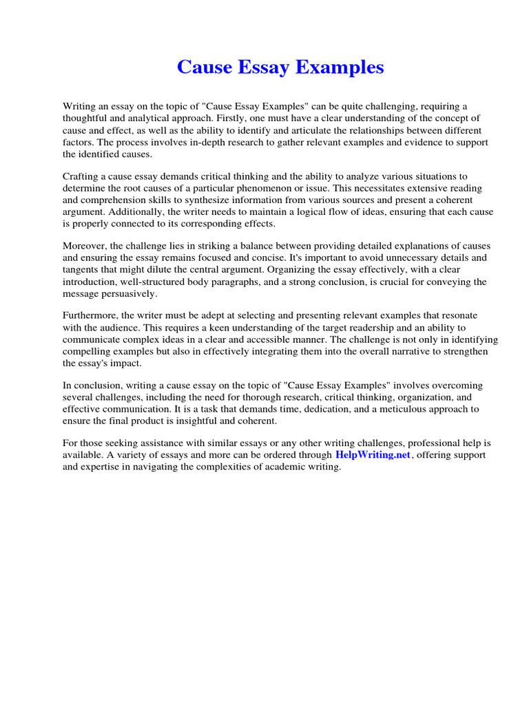 Cause Essay Examples | PDF