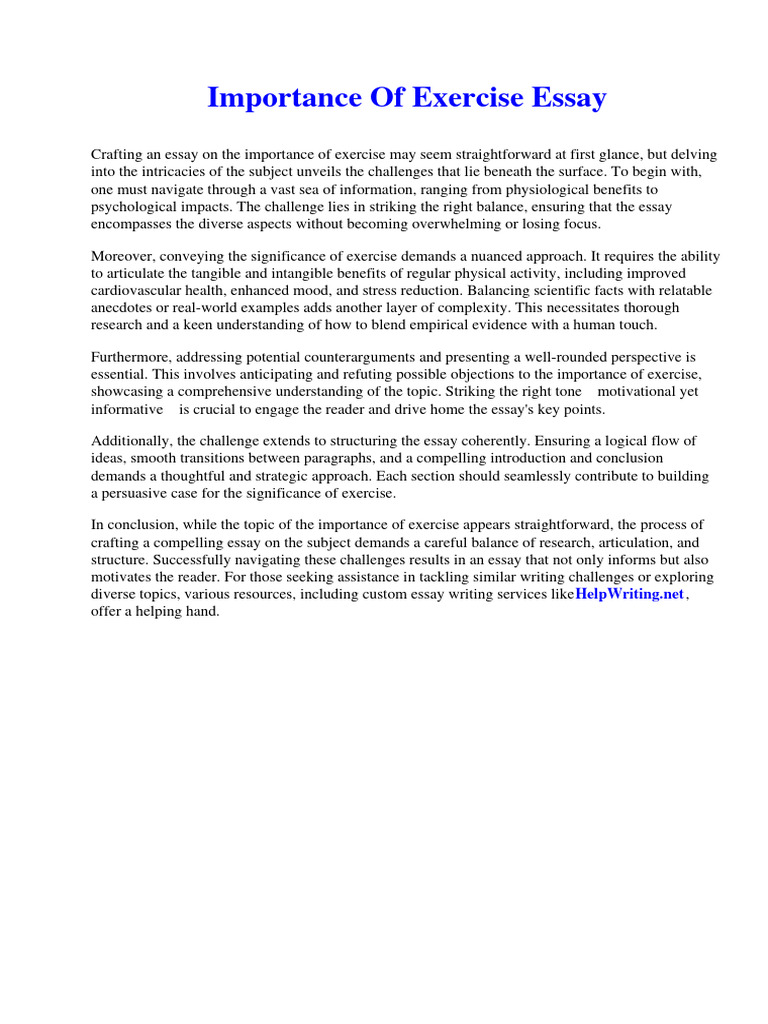 Importance of Exercise Essay | PDF | Liver | Joint Venture