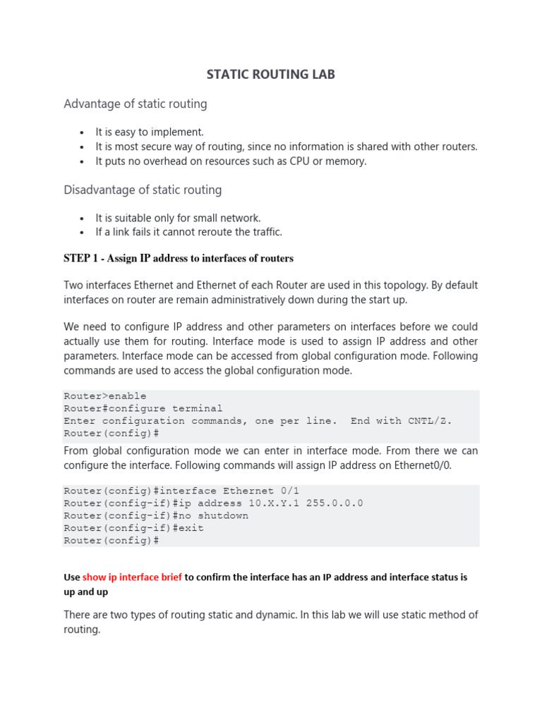 Static Routing Lab Pdf Router Computing Routing
