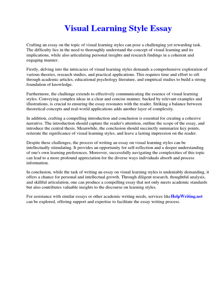 Visual Learning Style Essay | PDF | Electronic Cigarette | Smoking ...