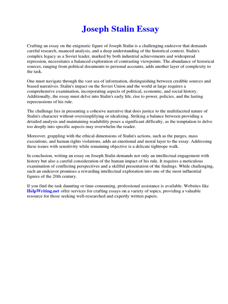 Joseph Stalin Essay | PDF