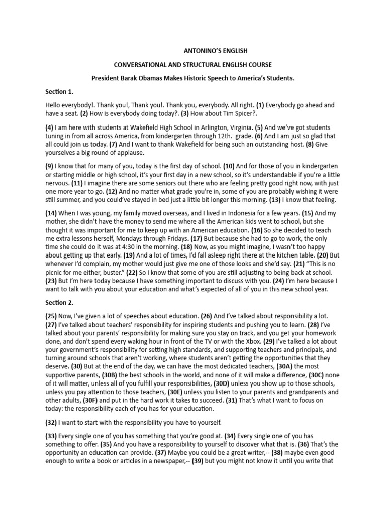 President Barak Obamas Makes Historic Speech To America's Students ...