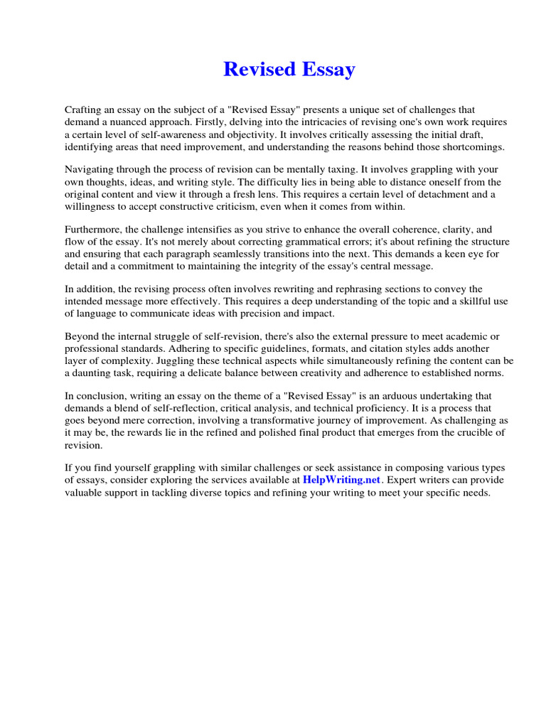 Revised Essay | PDF | Body Image | Essays