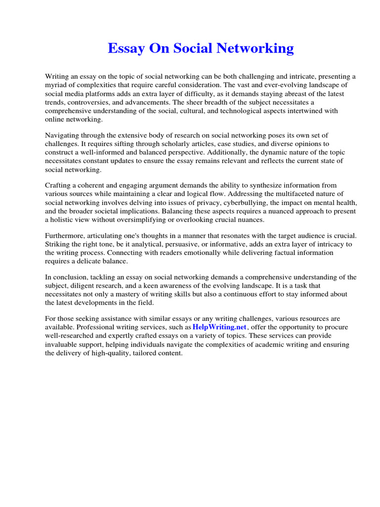 Essay On Social Networking | PDF | Internment Of Japanese Americans ...