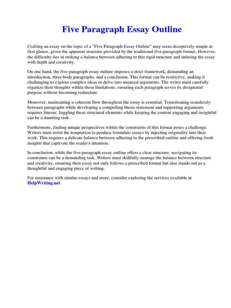 Five Paragraph Essay Outline | PDF