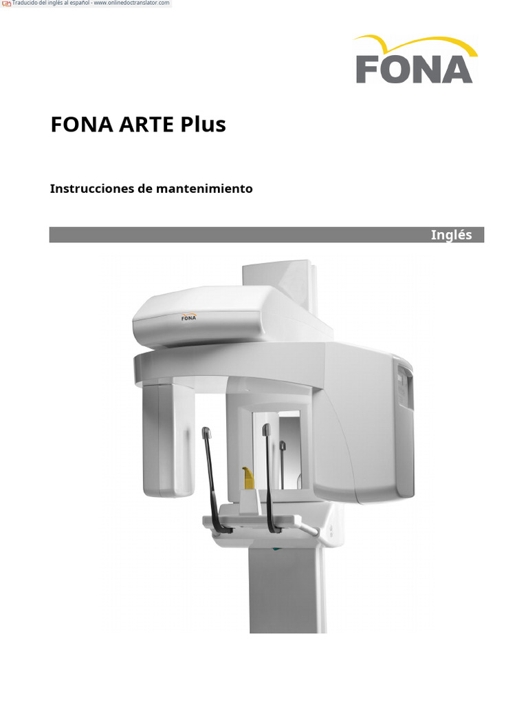 FONA ART Plus Manual Mantenimiento Panoramico Fona | PDF | Rayo X ...
