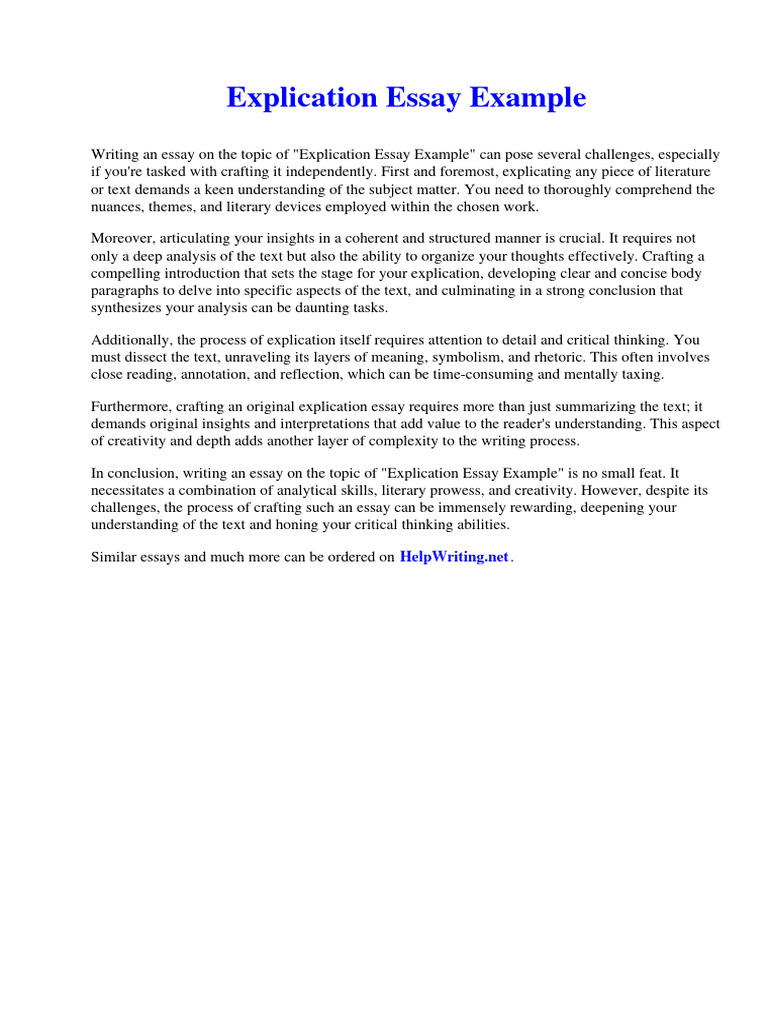Explication Essay Example | PDF