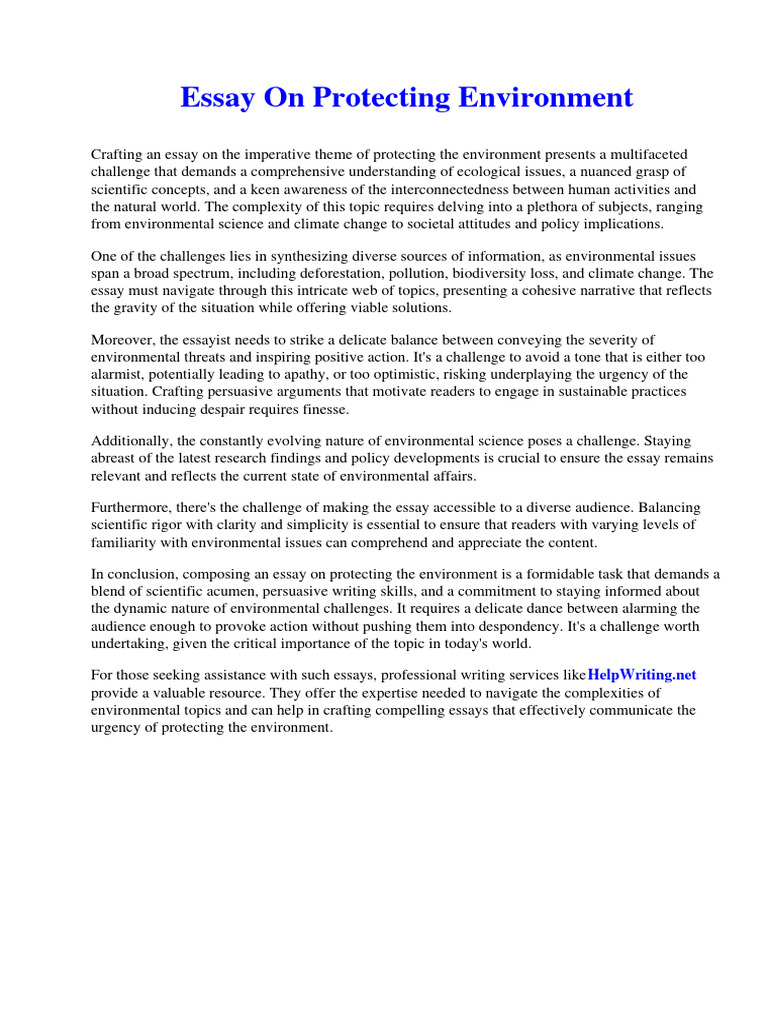 Essay on Protecting Environment | PDF | Volleyball | Fourth Amendment ...