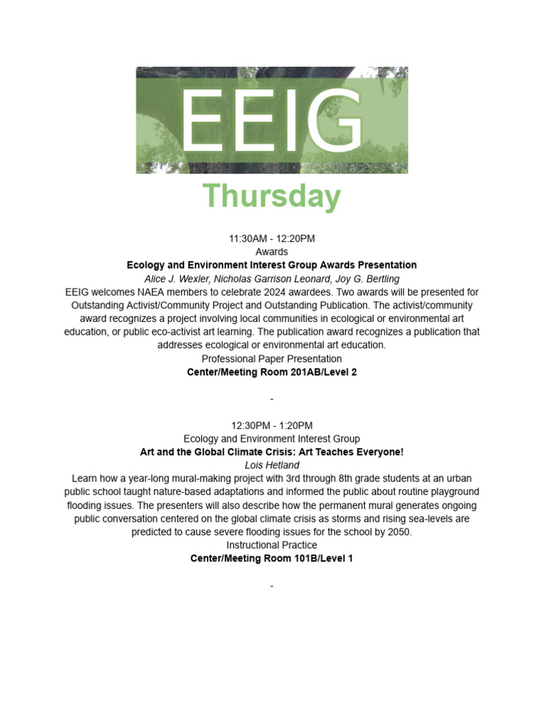 Eeig 2024 Naea Involvement-1 | PDF | Pedagogy | Sustainability